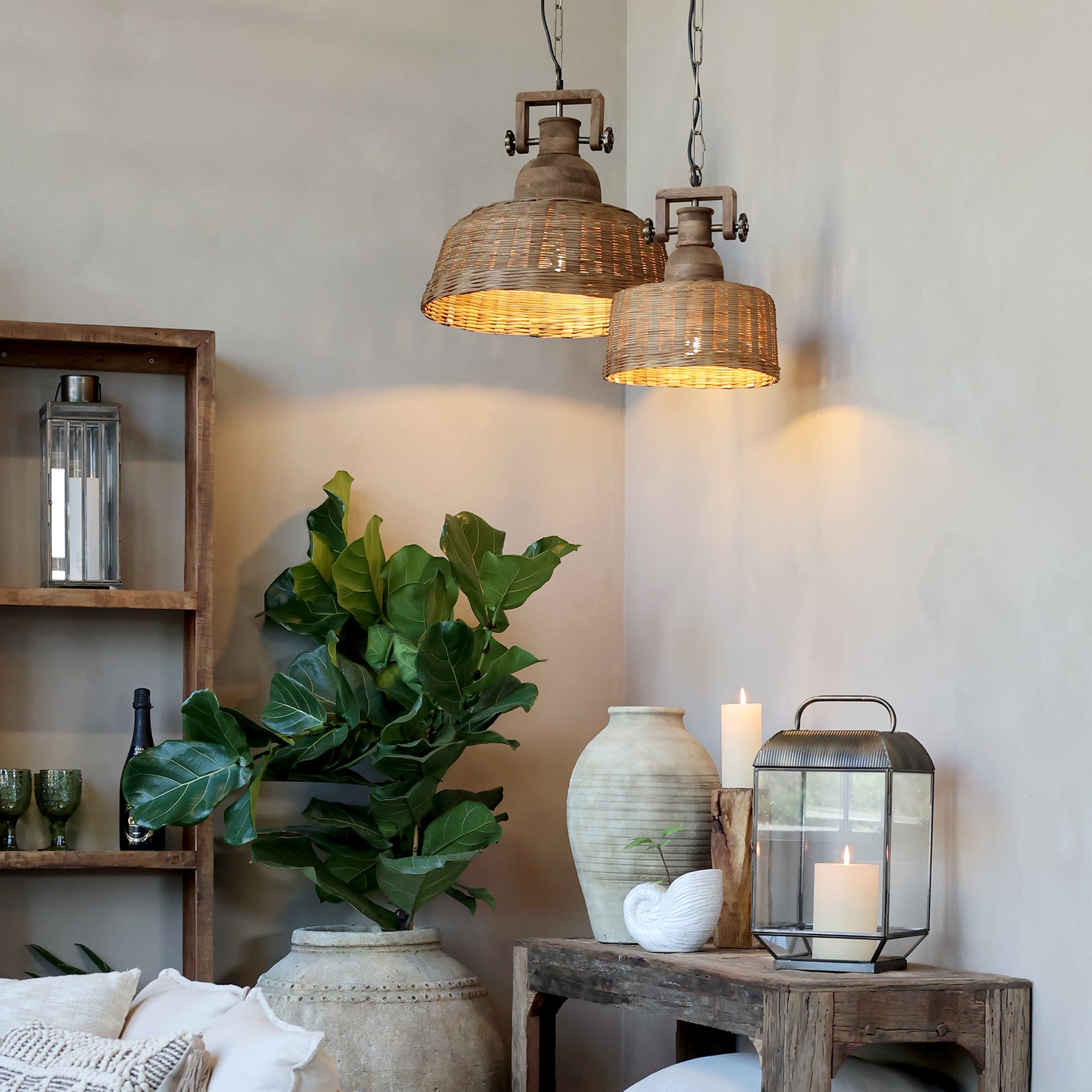 Isla Rattan Pendant Light – Silver Mushroom