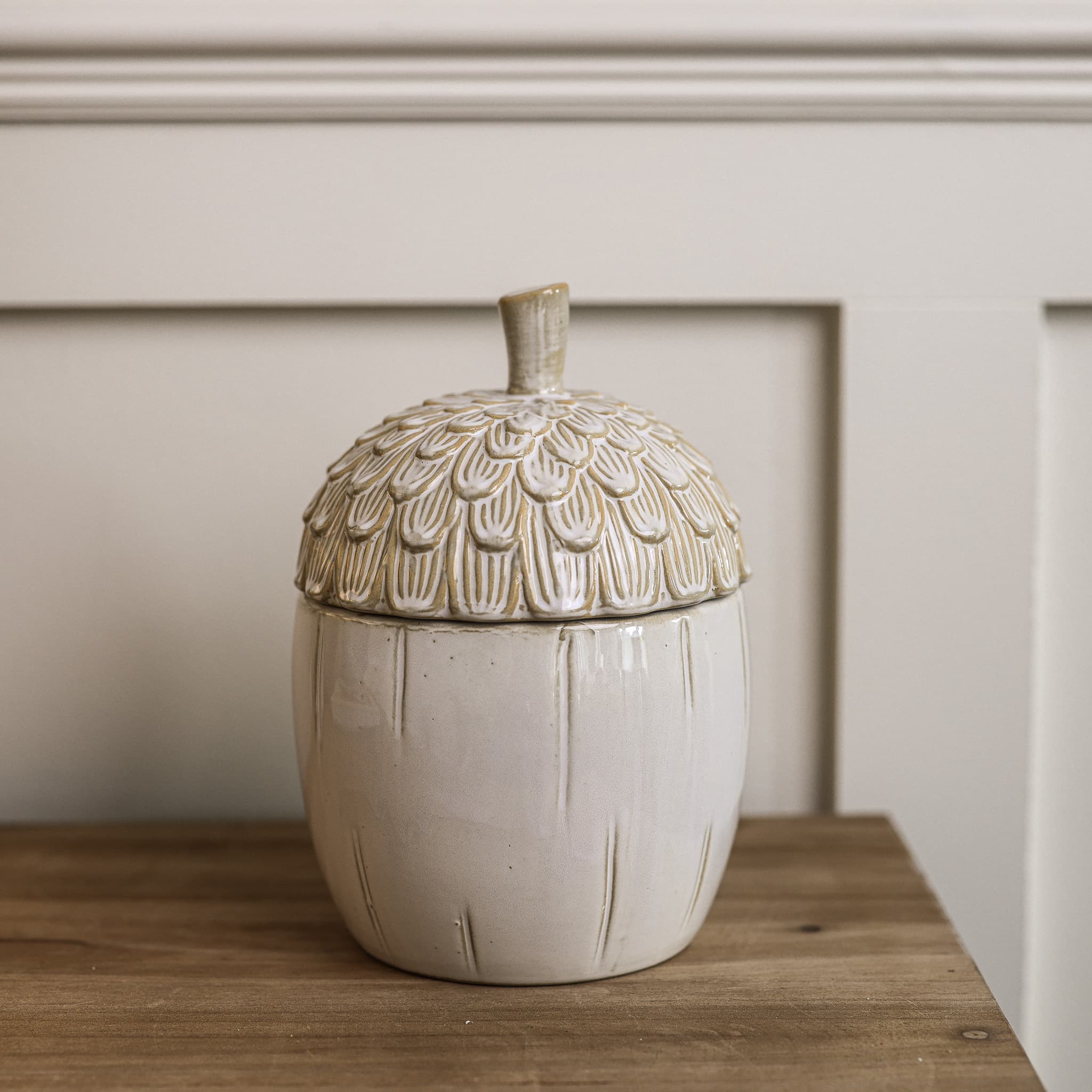 Ceramic Acorn Storage Jar – Silver Mushroom