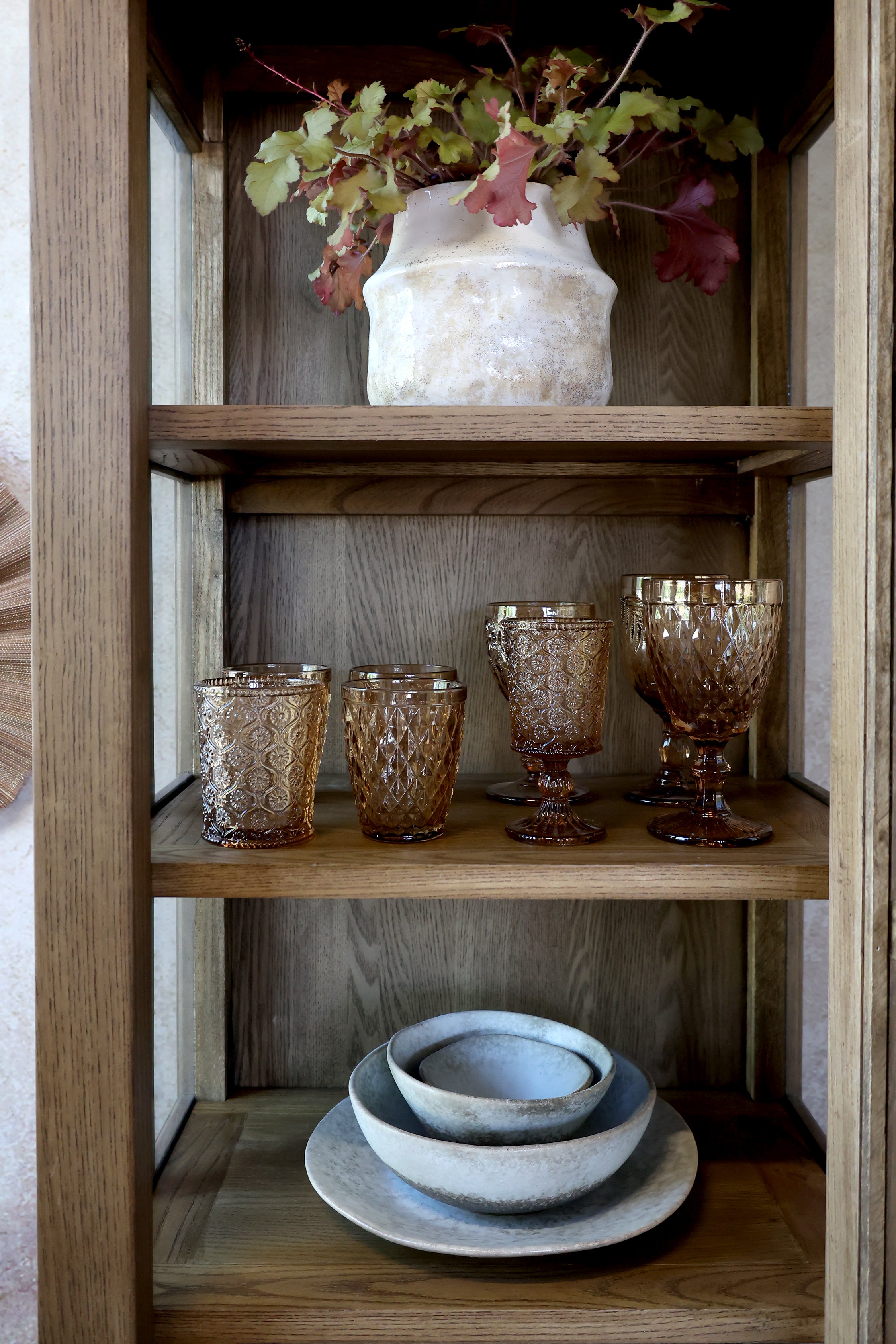 Natural wood display cabinet store
