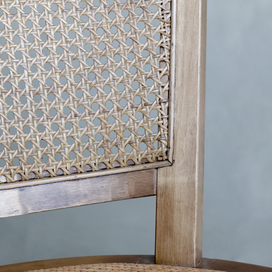 French Farmhouse Wicker Dining Chair – Silver Mushroom