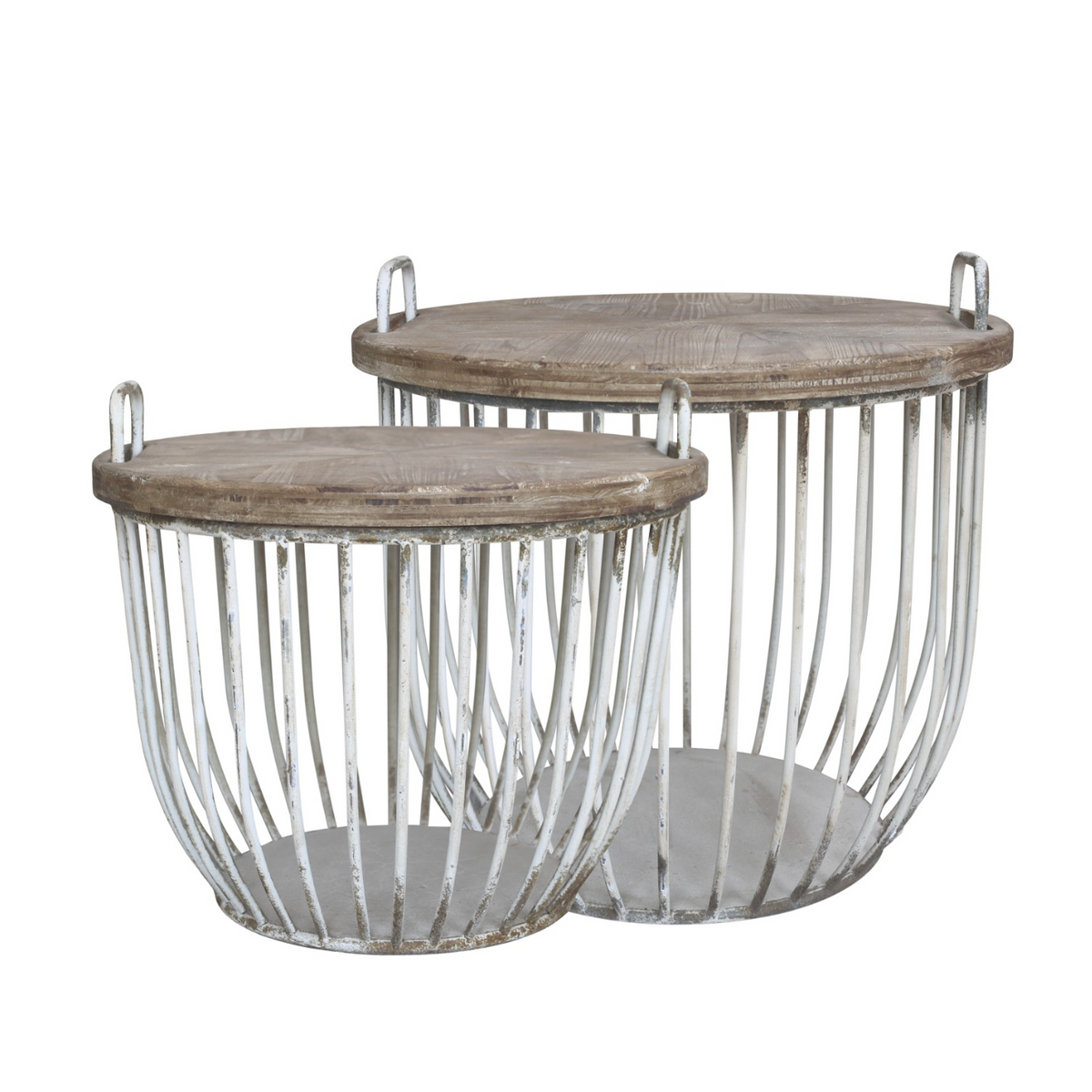 French Farmhouse Rustic Coffee Table Set - Antique White – Silver Mushroom