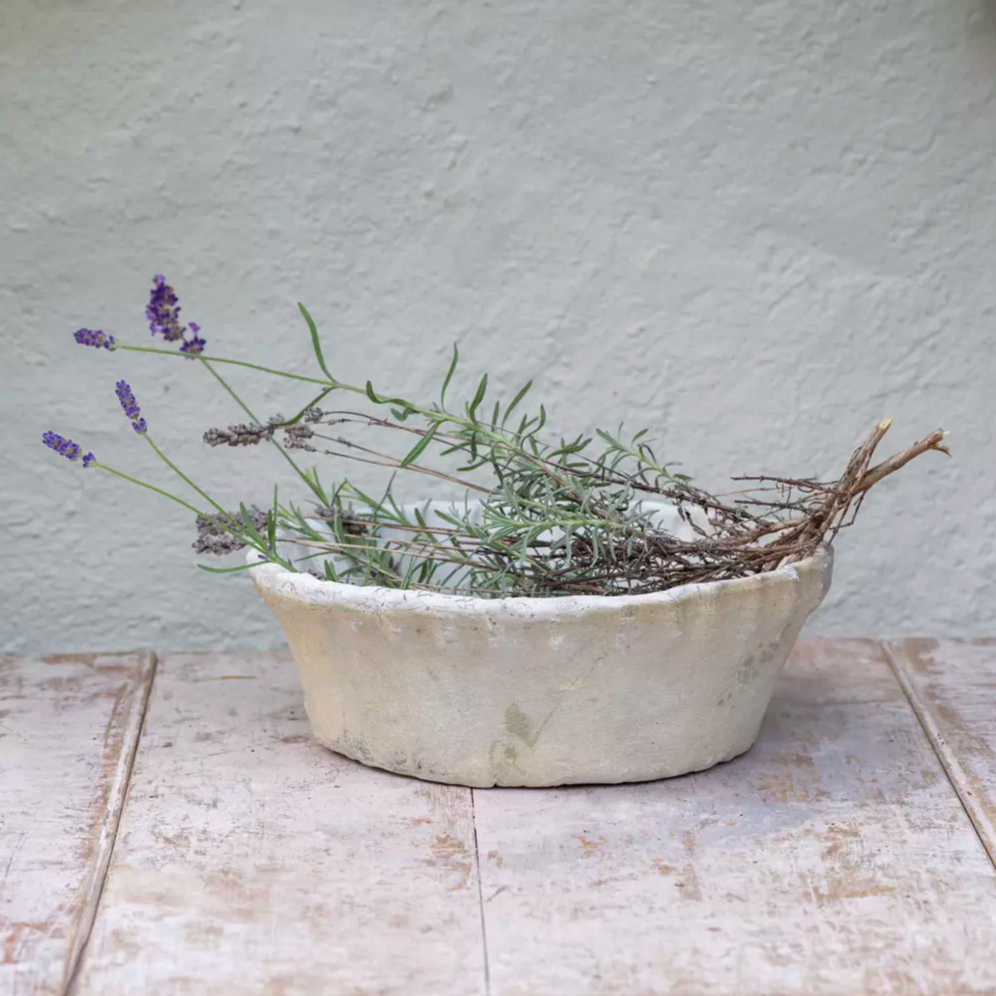 Margot Whitestone Terracotta Planter - Pie Crust Rim – Silver Mushroom
