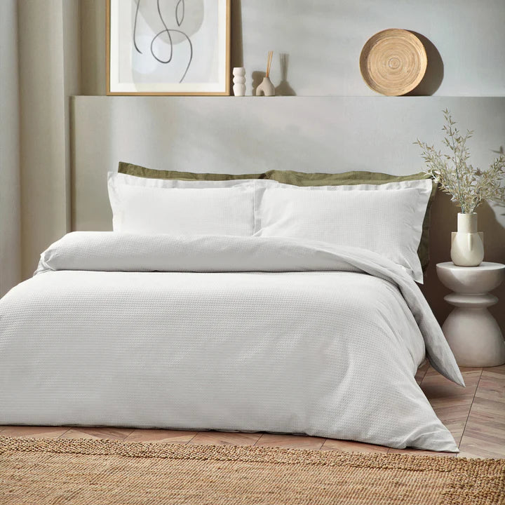 White Waffle Bedding Set – Silver Mushroom